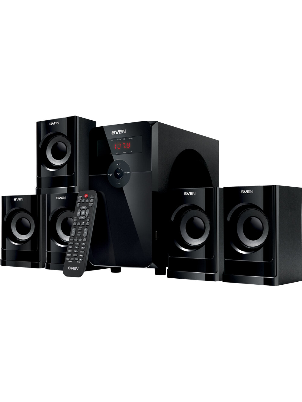 Компьютерные колонки SVEN HT-201 (SV-015770), 5.1, 80 Вт, 125 Гц - 22 КГц, черные