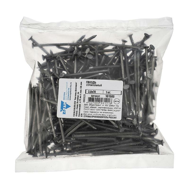Гвоздь строительный 3х70 (уп.1кг) Zitar 101580