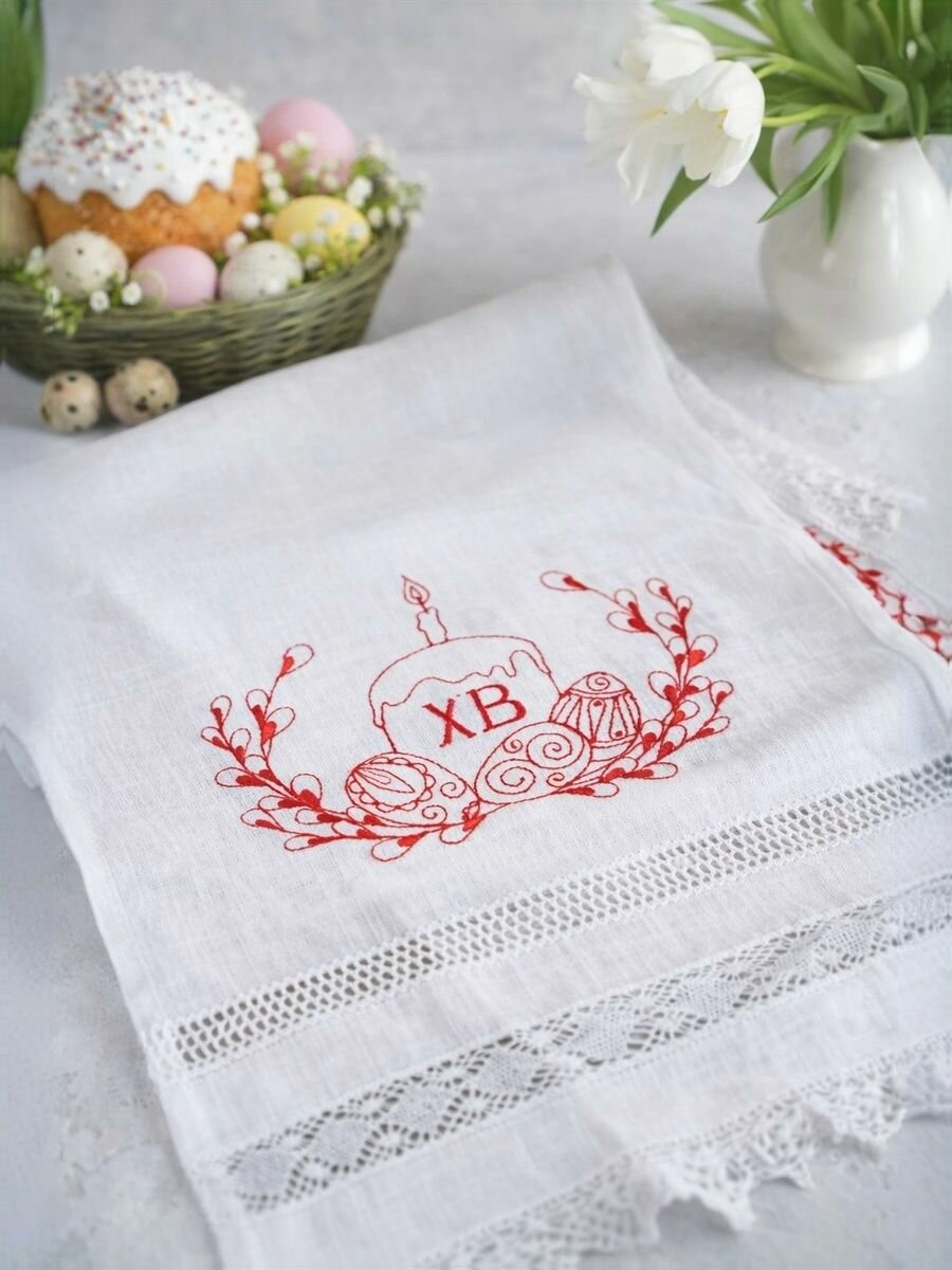 Полотенце Пасхальное, 40х150см, цвет белый