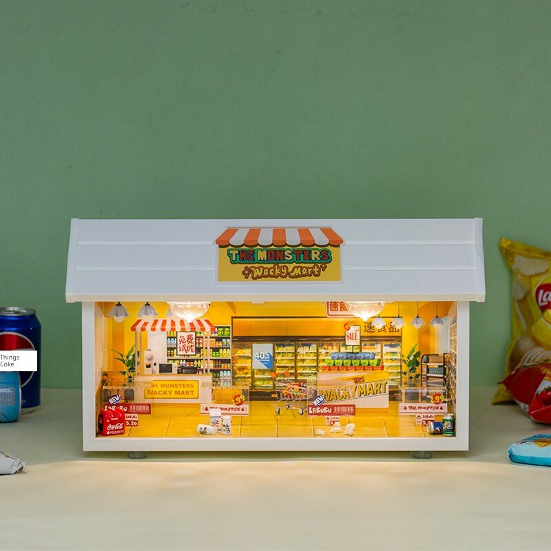 Коробка для сцены LABUBU Monsters Lab белый деревянный дом с крышей без фигурки