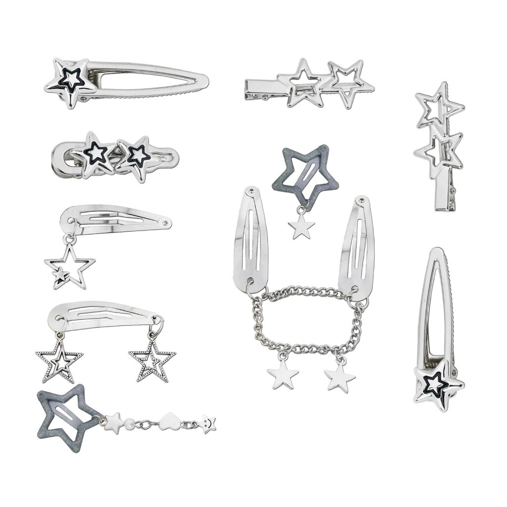 10шт Стильная Серебряная Шпилька Модная Заколка Для Волос Повседневная Одежда Заколки для Волос для Женщин и Детей