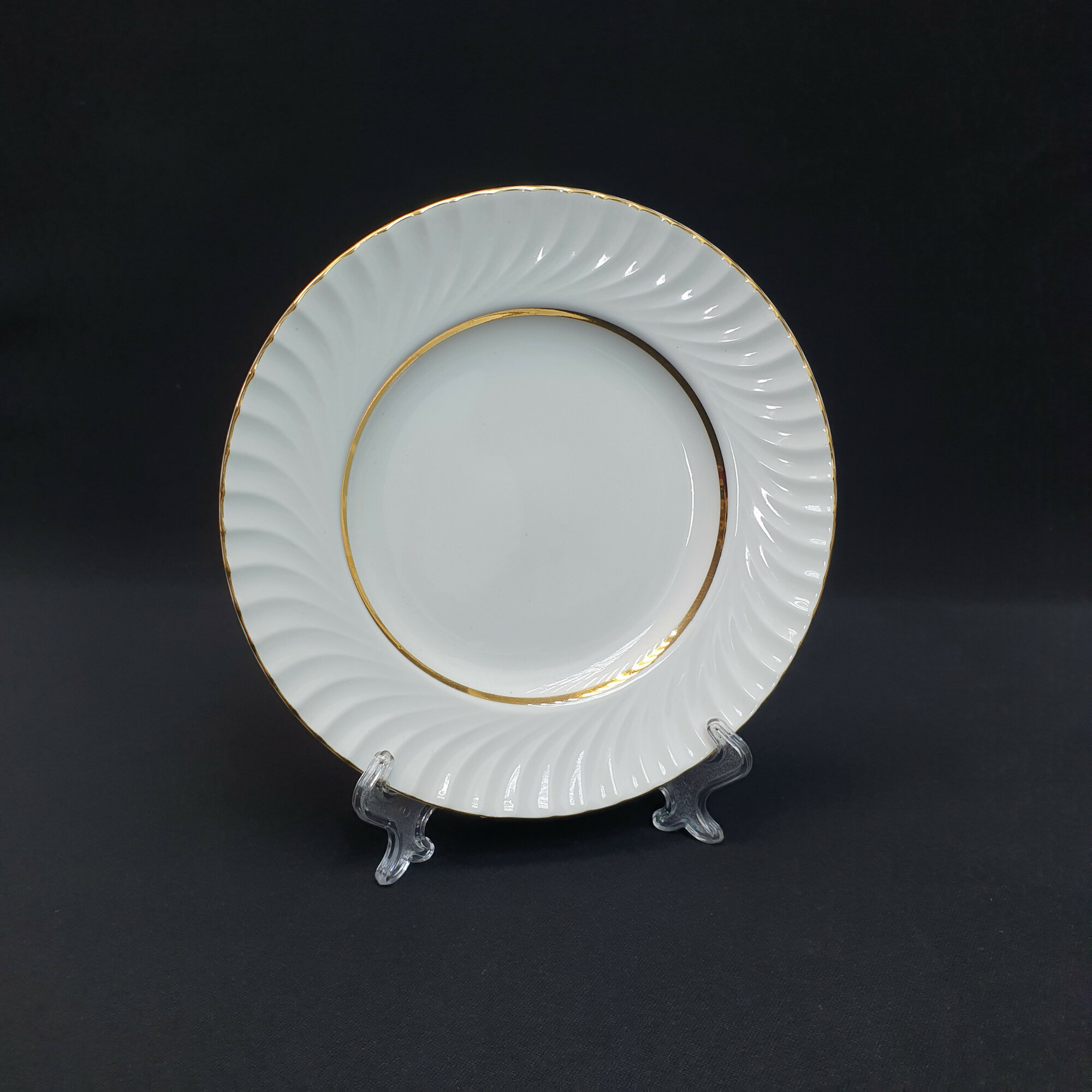 Винтажная десертная тарелка ЛФЗ, фарфор золочение 18 см, СССР