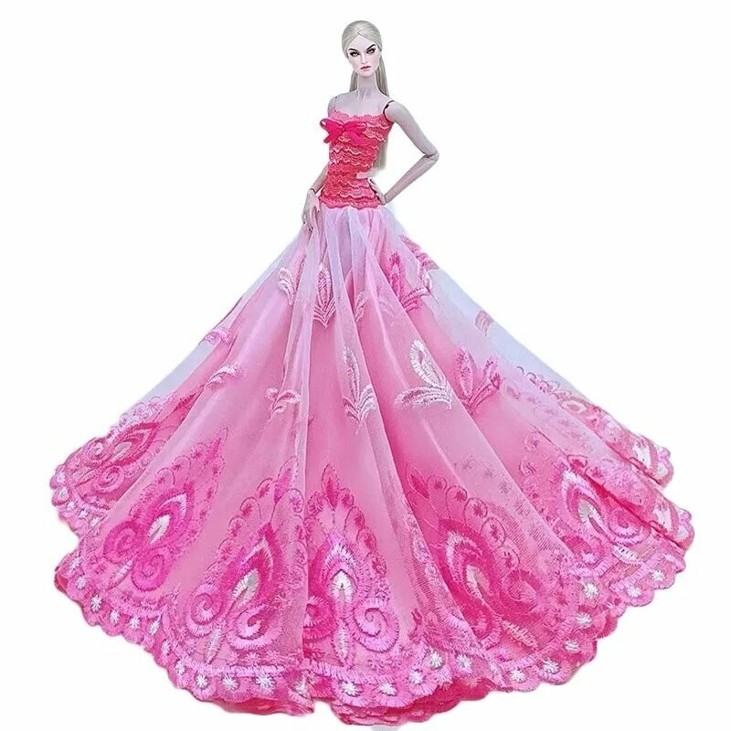 Красное кружевное платье/Платье для вечеринки Barbie без рукавов с длинным хвостом