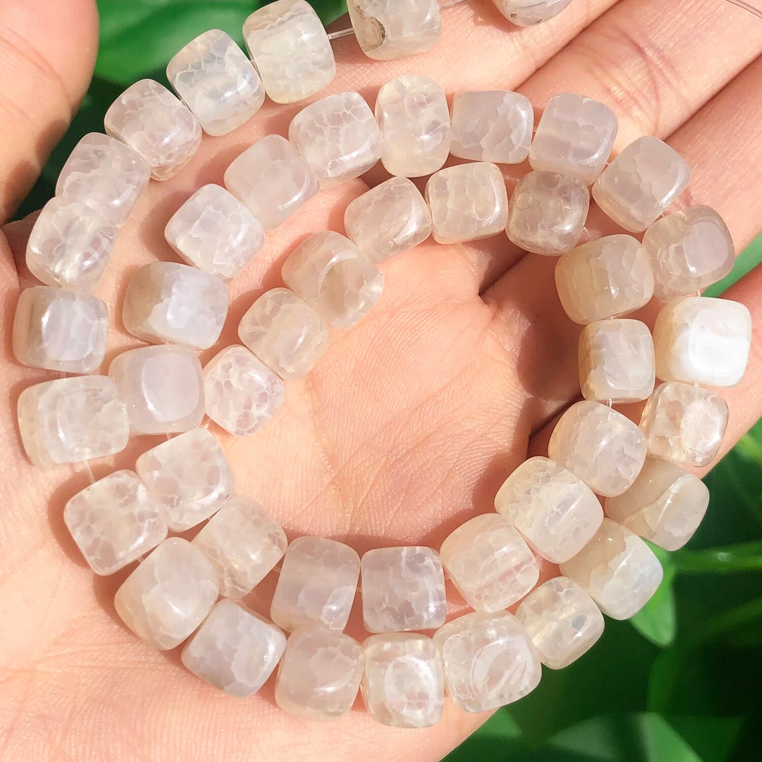 Каменные бусины 48 шт, 8 мм, аквамарин, морганит, турмалин, перидот, Белый, White Cracked Agate