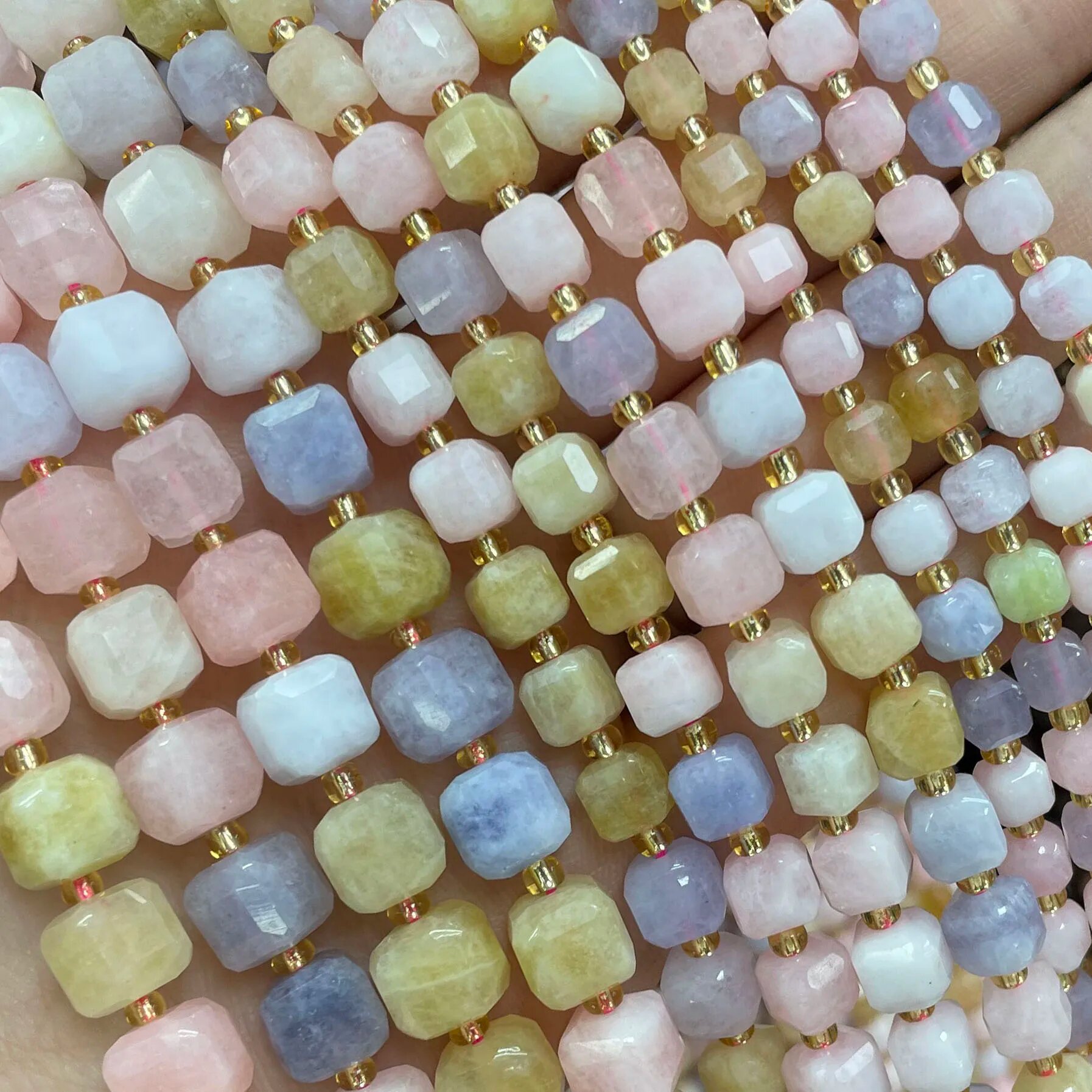 Квадратные граненые бусины из камня JCXAZSJ 6MM About 23 PCS, Morganite