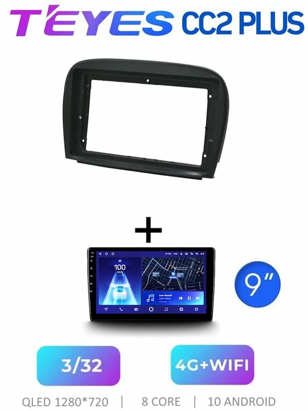 Магнитола 9" Teyes CC2 Plus 3/32 Gb для Mercedes Benz SL R230 SL350 SL500 SL55 SL600 SL65 2004-2011
