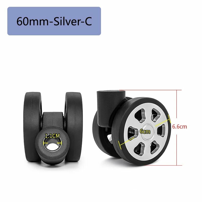 Колеса для чемодана 60mm-Silver-C (2 шт.)