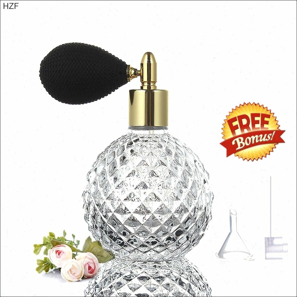 Винтажный распылитель для духов, пустой дорожный многоразовый прозрачный стеклянный распылитель для духов, 1 шт, 100 мл