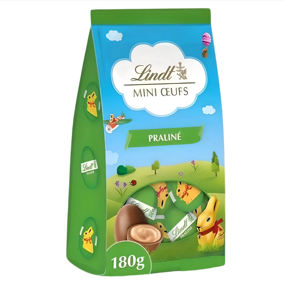 Шоколадные пасхальные яйца Lindt Mini Oeufs Praline, 180 гр, Германия.