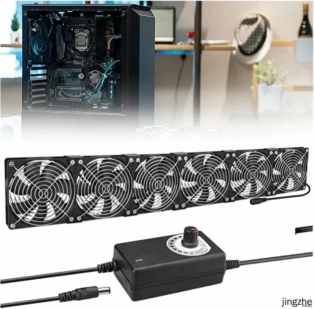 Вентилятор для печи и камина с магнитным креплением и регулировкой скорости, черный, 48x12x48 см