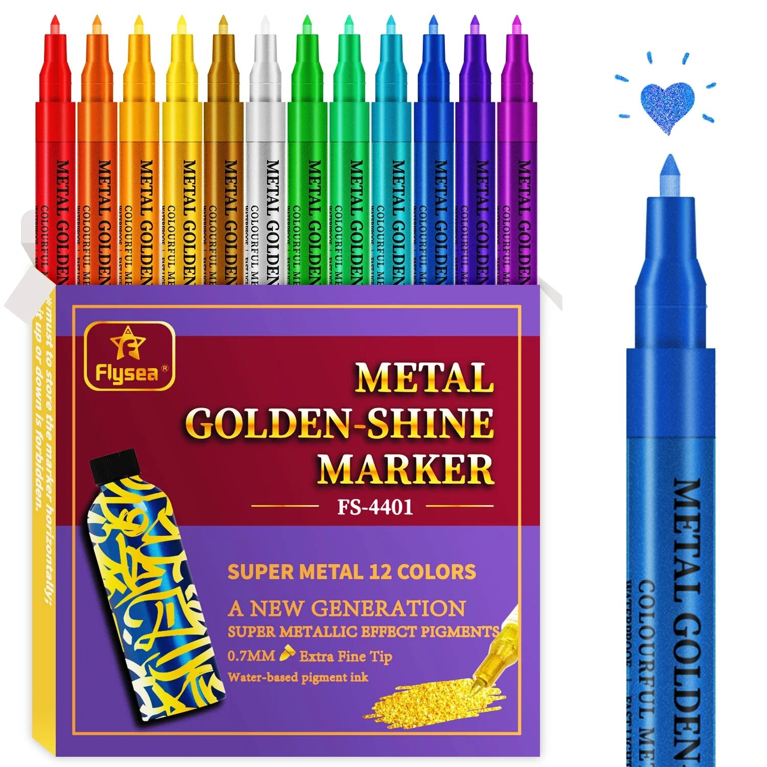 Золотые блестящие маркеры для росписи 12 Colors(0.7mm Tip)