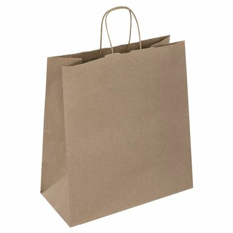 Крафт-пакет бумажный 24х14х28 см, комплект 50 шт, крученые ручки, плотность 90 г/м2, LAIMA ECO CRAFT, 609685