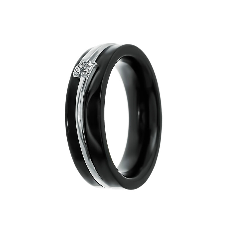 Кольцо, серебро, 925 проба, керамика, фианит