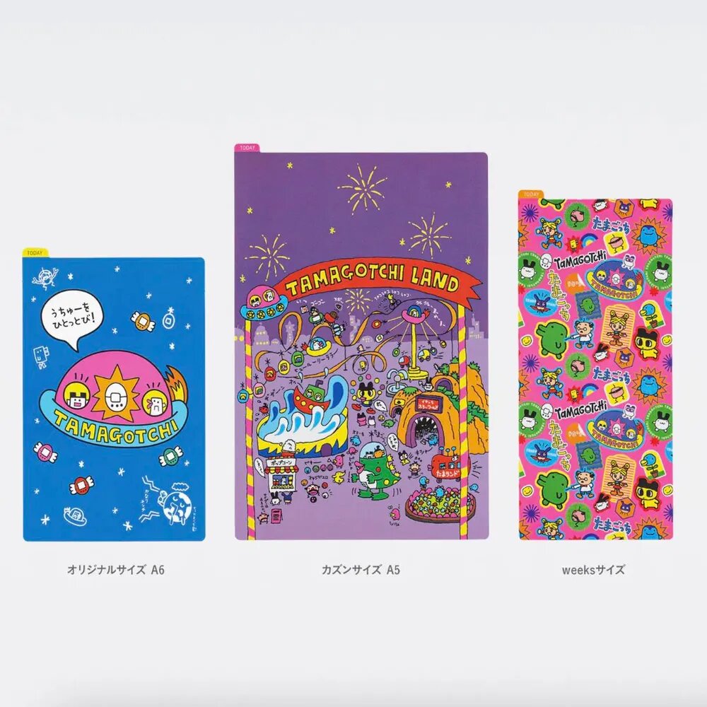 Ежедневник Hobonichi B7 Tamagotchi Land для мальчиков и девочек, в клетку, с твердой обложкой и ляссе — фото 1