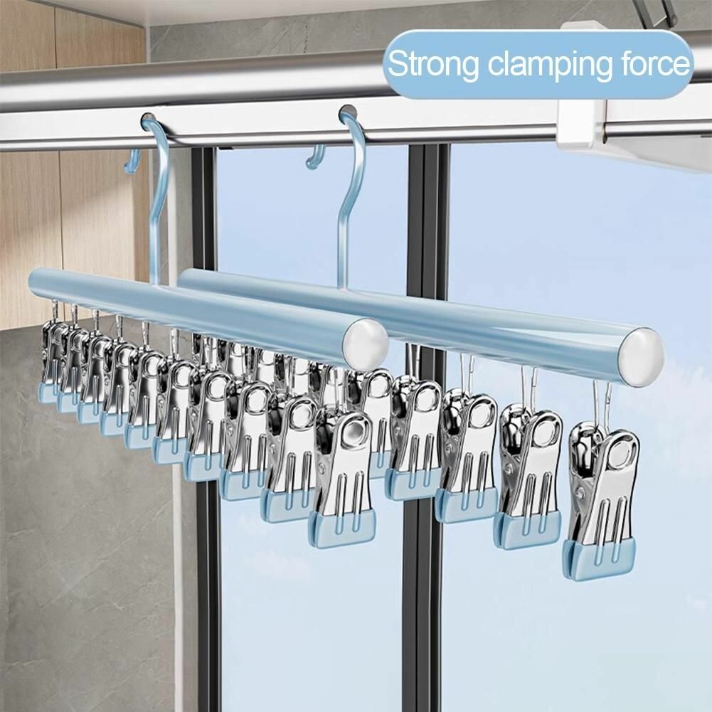 Вешалка 10 прищепок для носков брюк кофт розовый