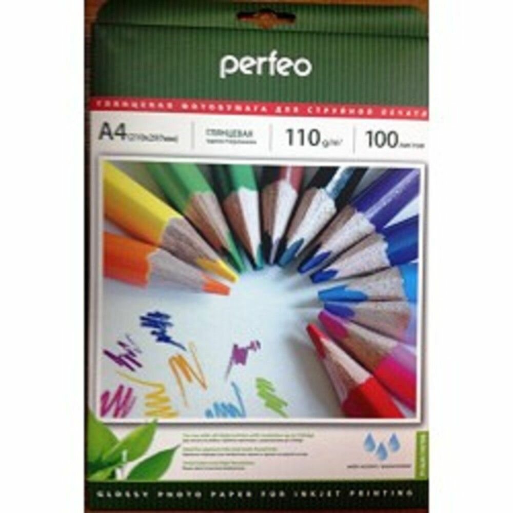 Perfeo фотобумага PF - GLA4 - 110 100 Бумага глянцевая 100л, A4 110 г м2 G09
