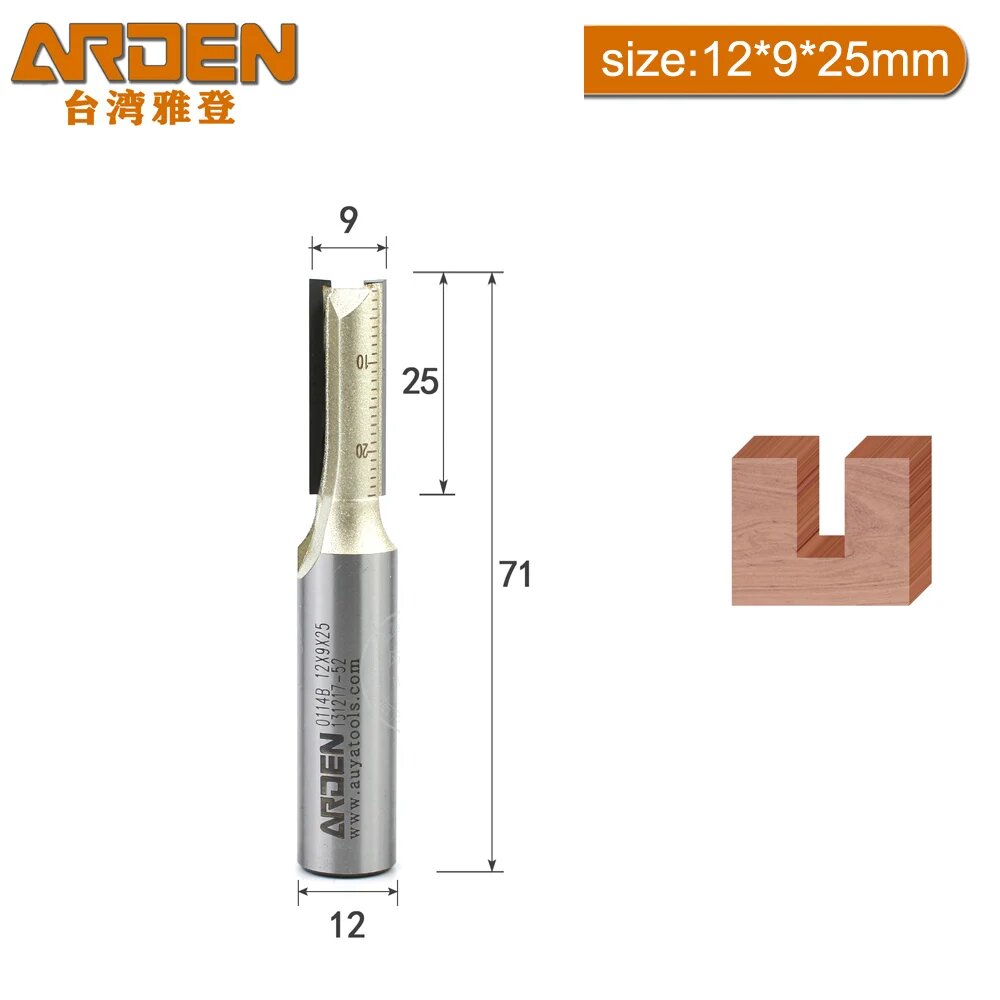 Метрический хвостовик Arden, 6 мм, 12 мм, прямая фреза, карбидная 2 флейты, прямая концевая 12x9x25