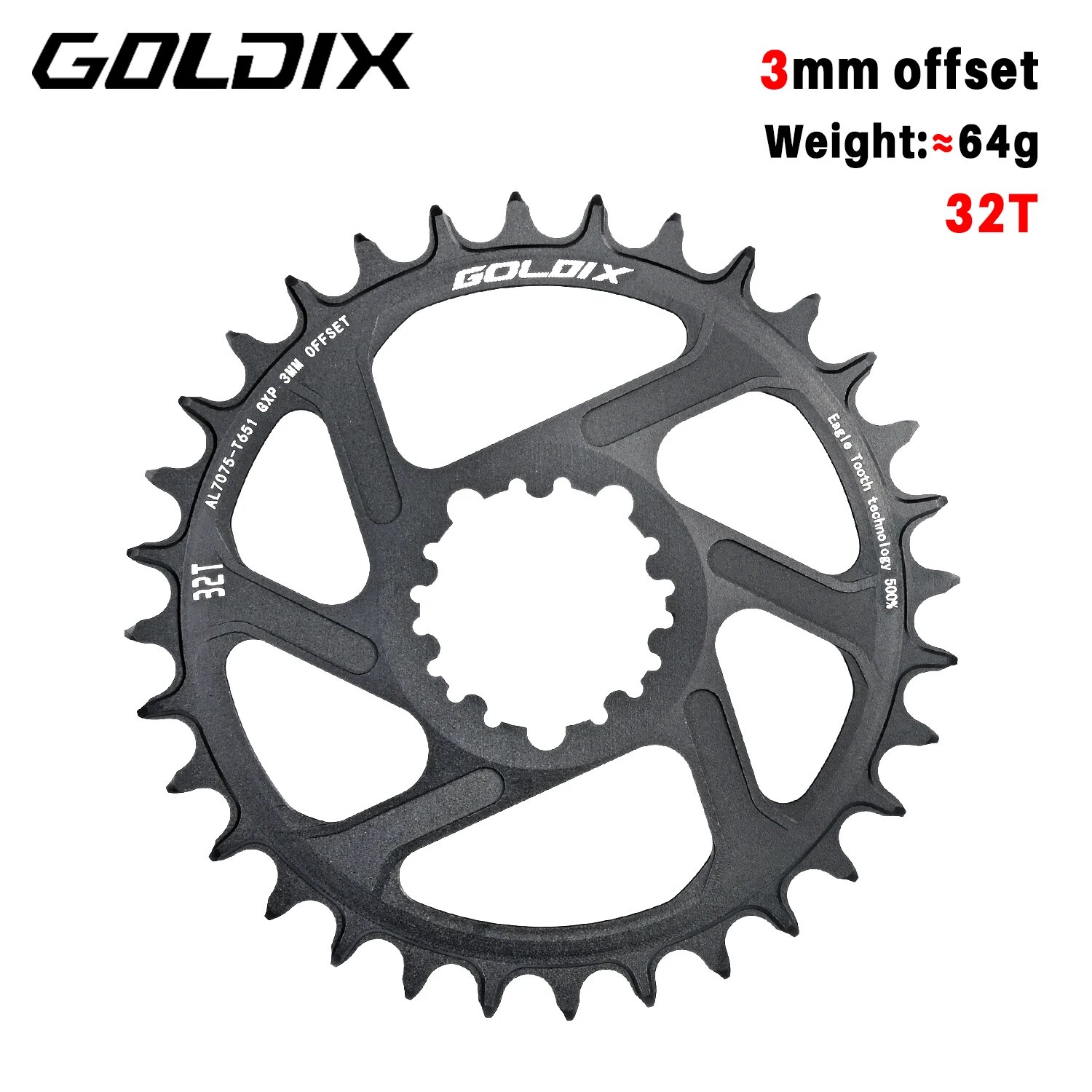 GOLDIX Ультралегкий цепной кронштейн 0/3/6 мм 30/32/34/36/38T 3 болт 3mm offset 32T