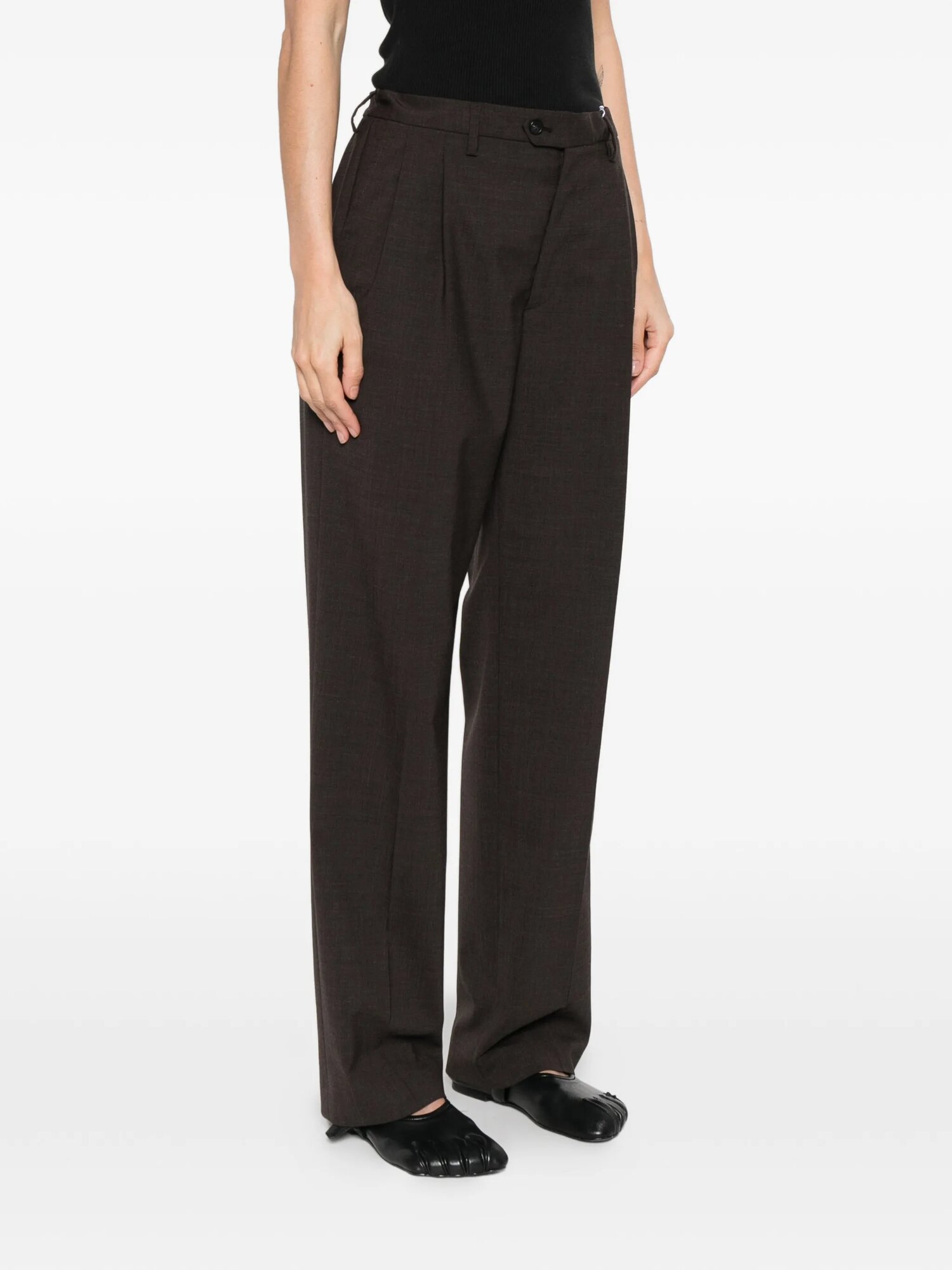 Брюки MM6 Pleated trousers, размер 42, brown — фото 1