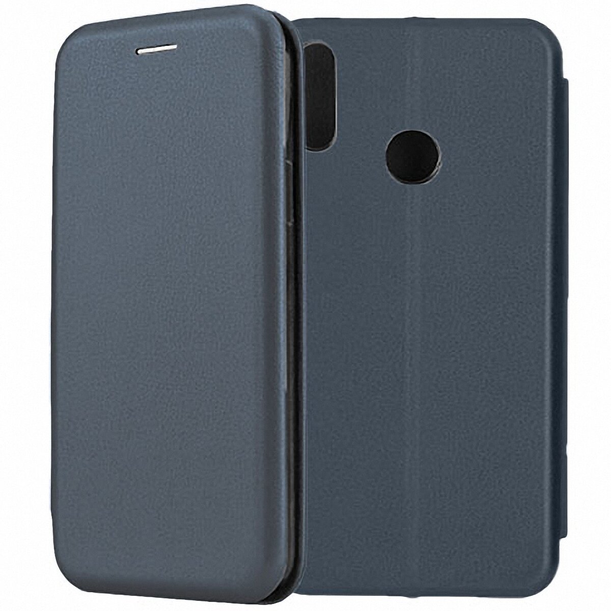 Чехол книжка для Honor 8C темно-синий / подставка, отделение для карт