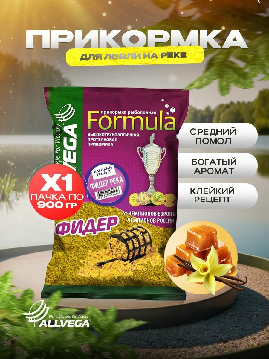 Прикормка для рыбалки ALLVEGA Formula Фидер Река 1 пачка 0.9кг
