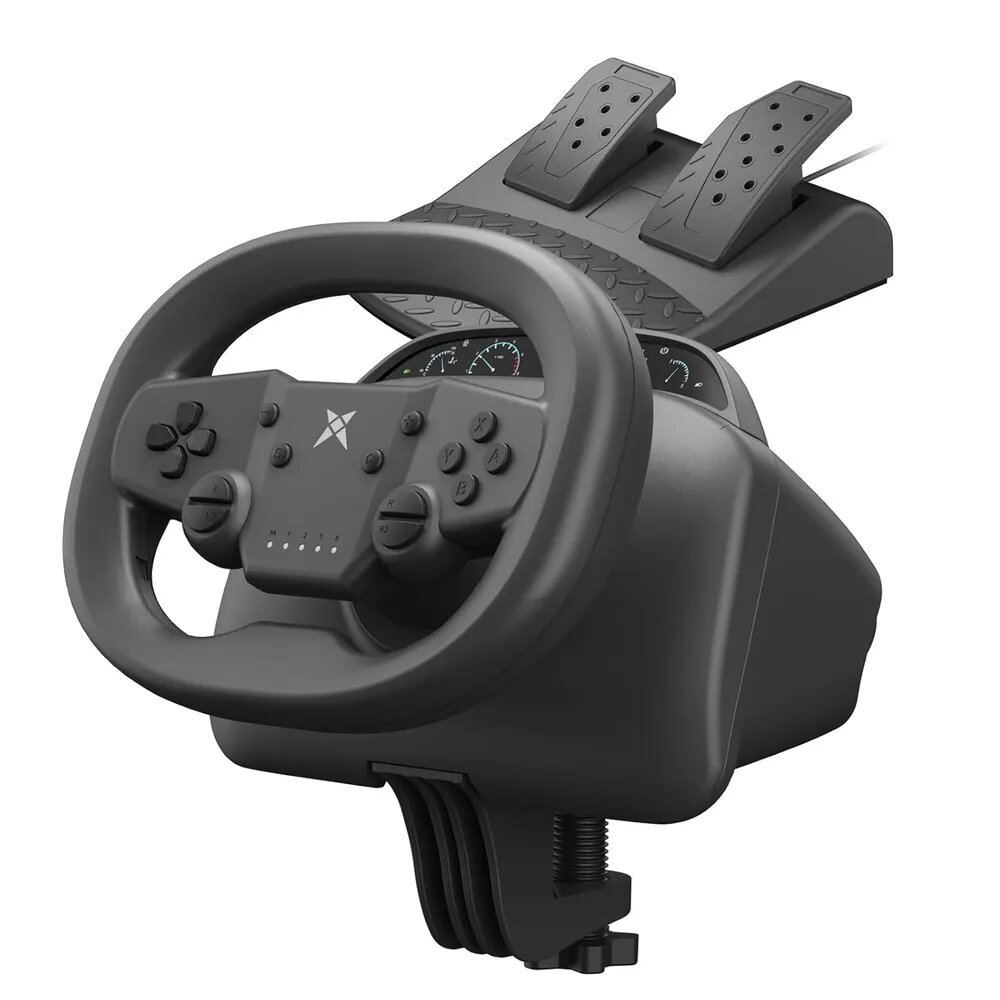 Беспроводной Геймерский Руль с Педалями для Nintendo Switch, ПК, PS4/PS3, iOS и Android: Мультиплатформенный Игровой Стим-Руль