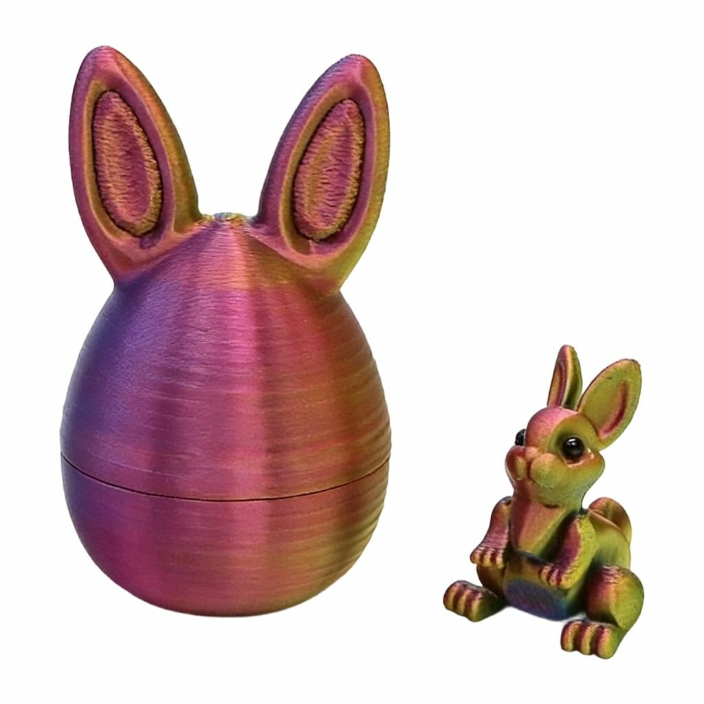 Пасхальное яйцо с 3d принтом Bunny egg-крутое и красочное-5 см откидное яйцо с кроличьими ушками