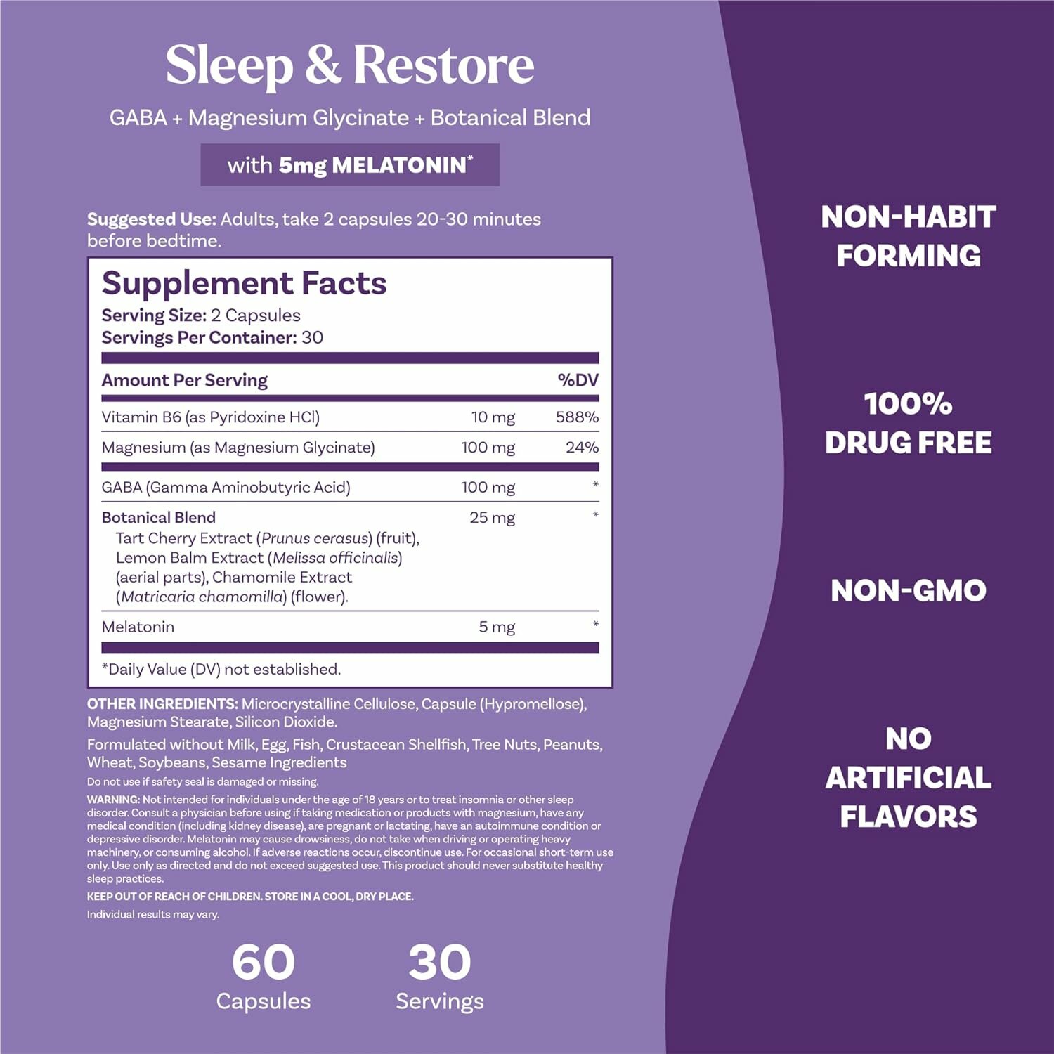 Антиоксидант Natrol "Sleep & Restore", для нормализации сна, 60 капс — фото 1