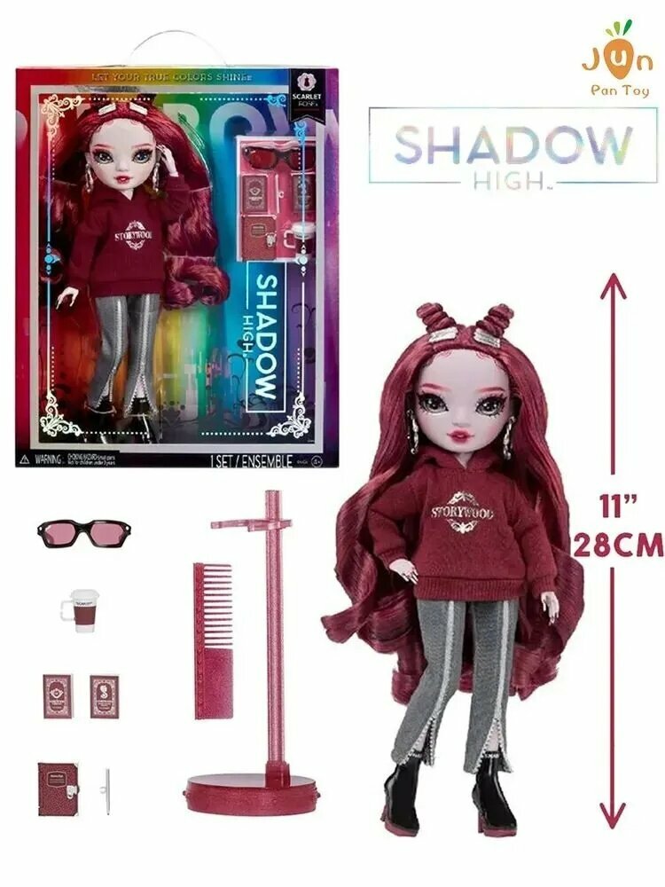 Рейнбоу Хай Кукла Rainbow High Shadow High Scarlet Rose / Кукла из детской модной коллекции высотой 28 см с аксессуарами, подходящая в качестве подарка на день рождения для девочек старше 4 лет,592785