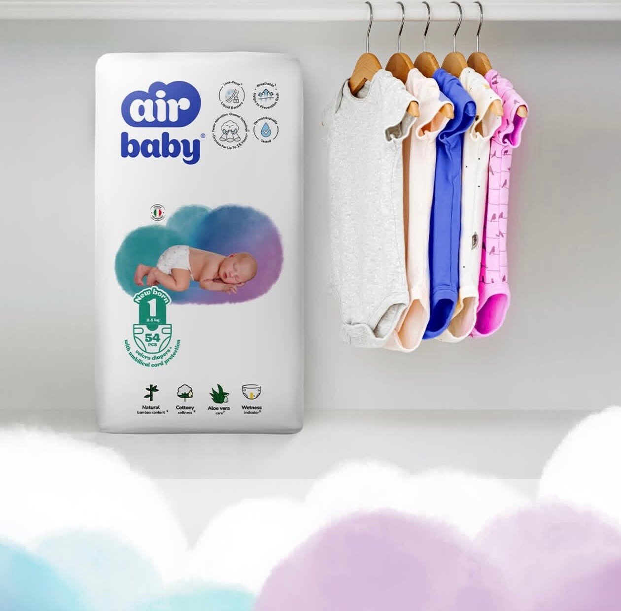 Подгузники памперсы на липучках детские Air Baby (3-6кг) 76 шт. 2 размер