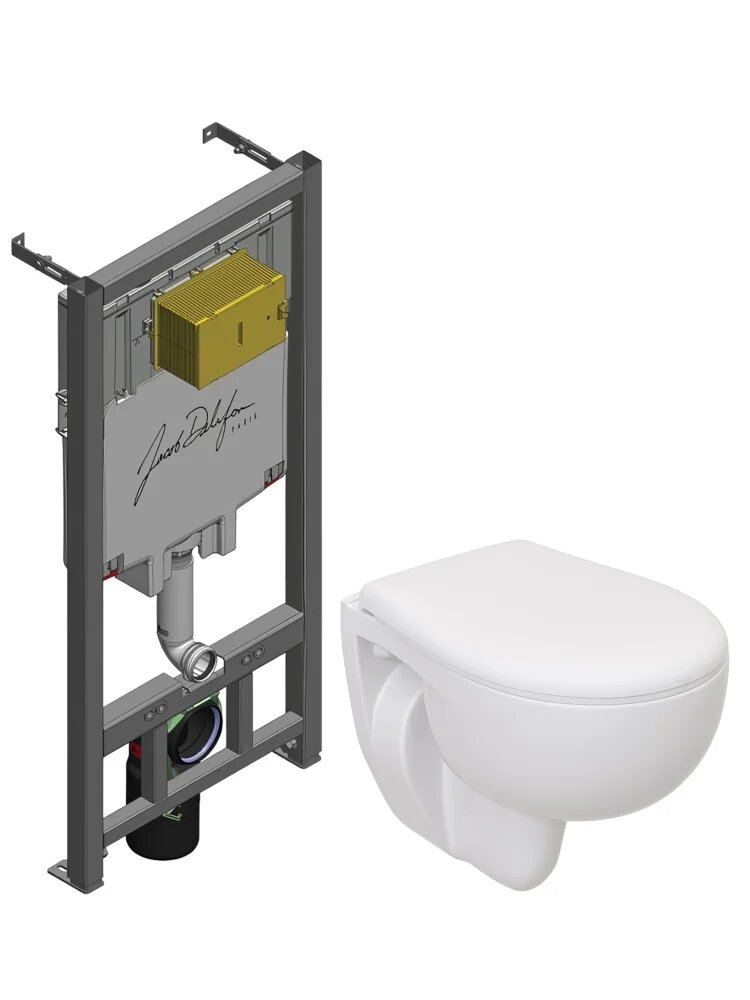 Комплект 3 в 1 Унитаз подвесной Seramiksan Natura A051041H / Сиденье AG50002 / Инсталляция Jacob Delafon E29025-NF