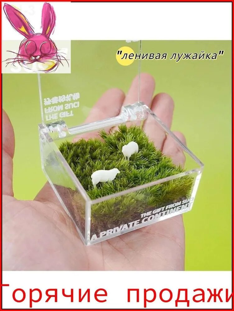 Эксклюзивное украшение для интерьера, микроландшафт Ленивая Лужайка с декоративными элементами