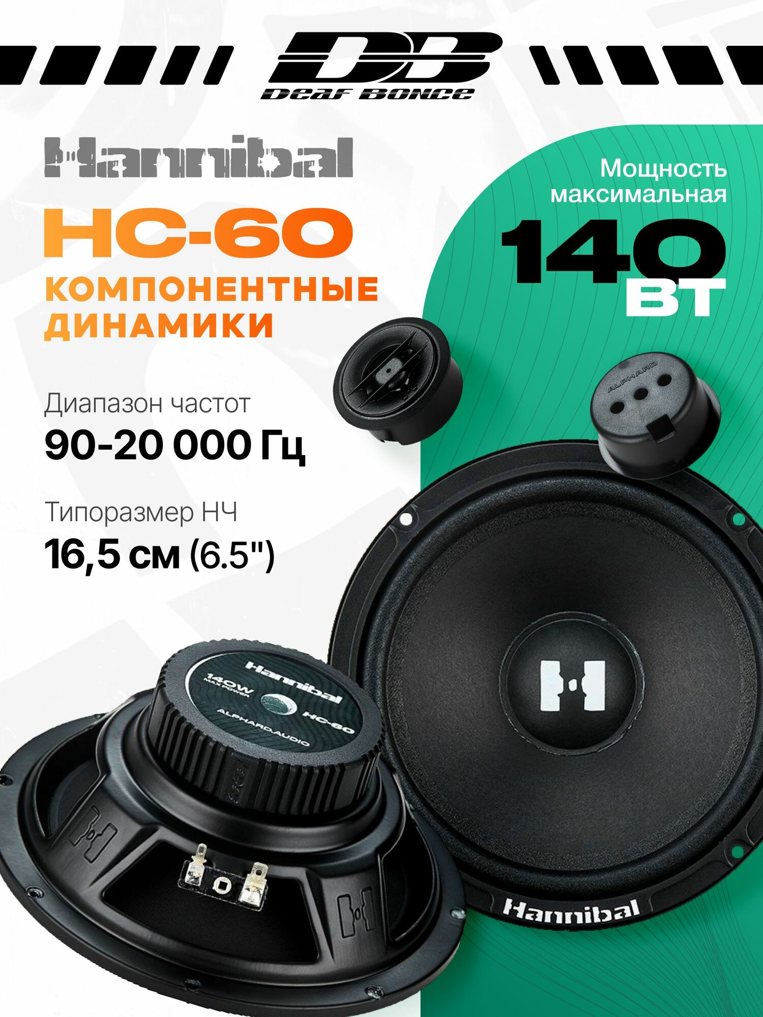 Акустика компонентная Alphard Hannibal HC-60 / Динамики автомобильные 16 см / 4шт