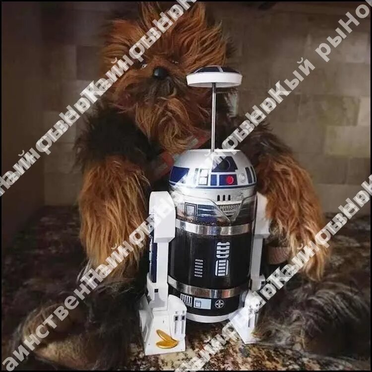 Френч-пресс Star Wars R2-D2 350 мл, черный, для заваривания кофе и чая, металл/пластик — фото 1