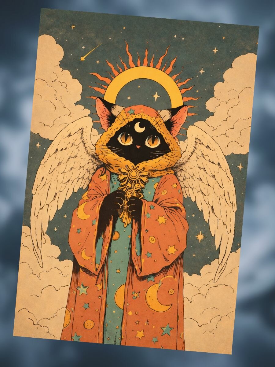 Постер "Кот-Ангел", 29.7х42см, А3, глянцевый