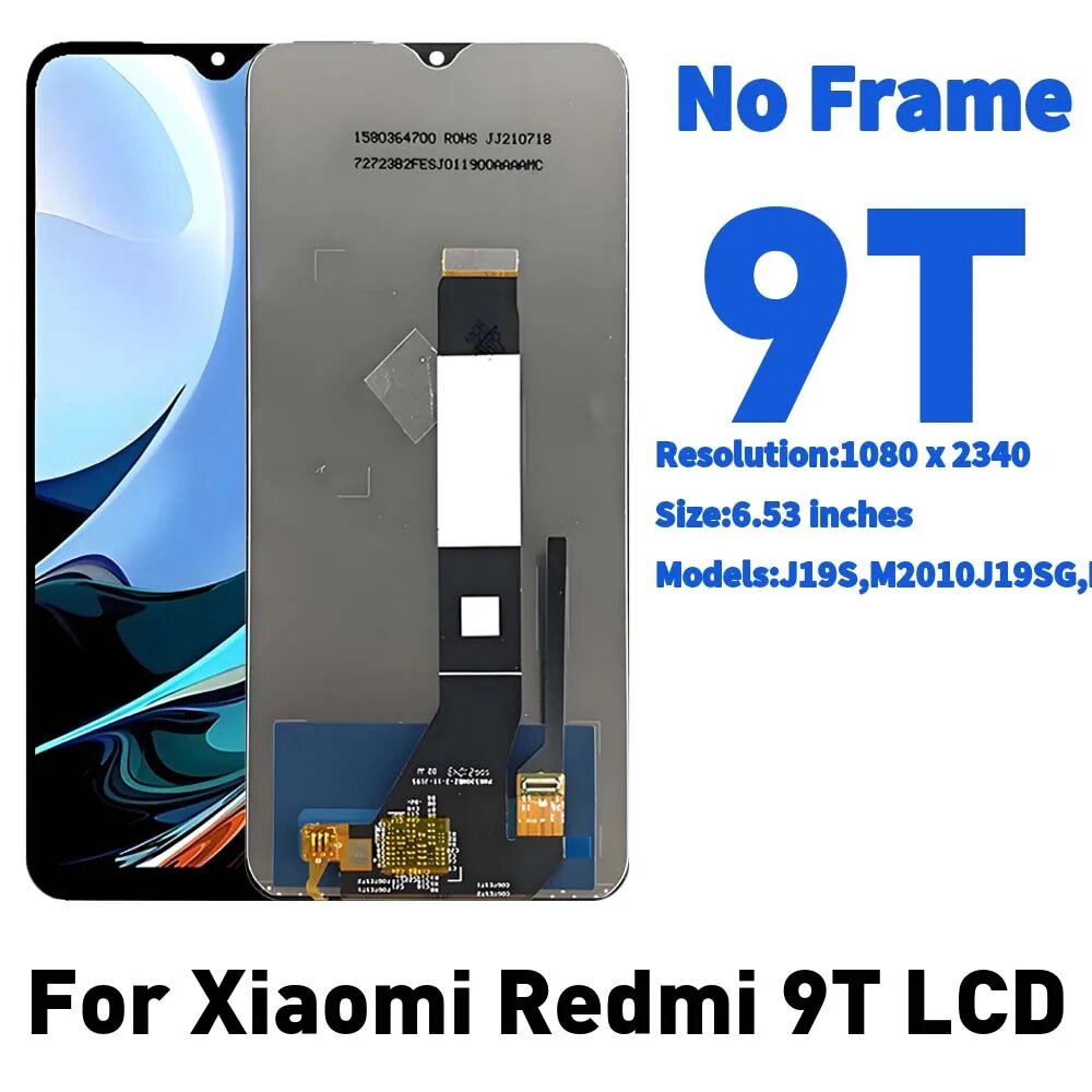 Оригинальный ЖК-дисплей 6,53 дюйма для Xiaomi Redmi 9T 4G, сенсорный экран, Redmi 9T No Frame