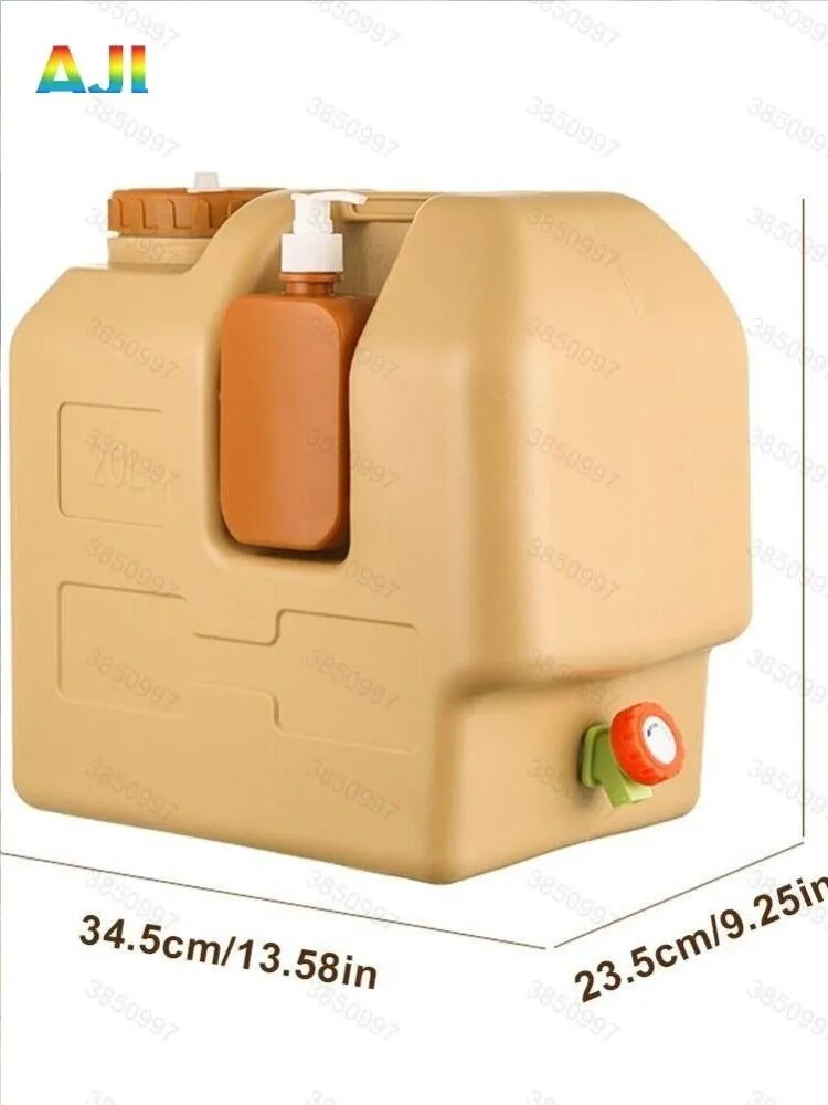 Канистра для воды 20L Желтая пищевая пластиковая канистра для хранения воды с краном для кемпинга — фото 1