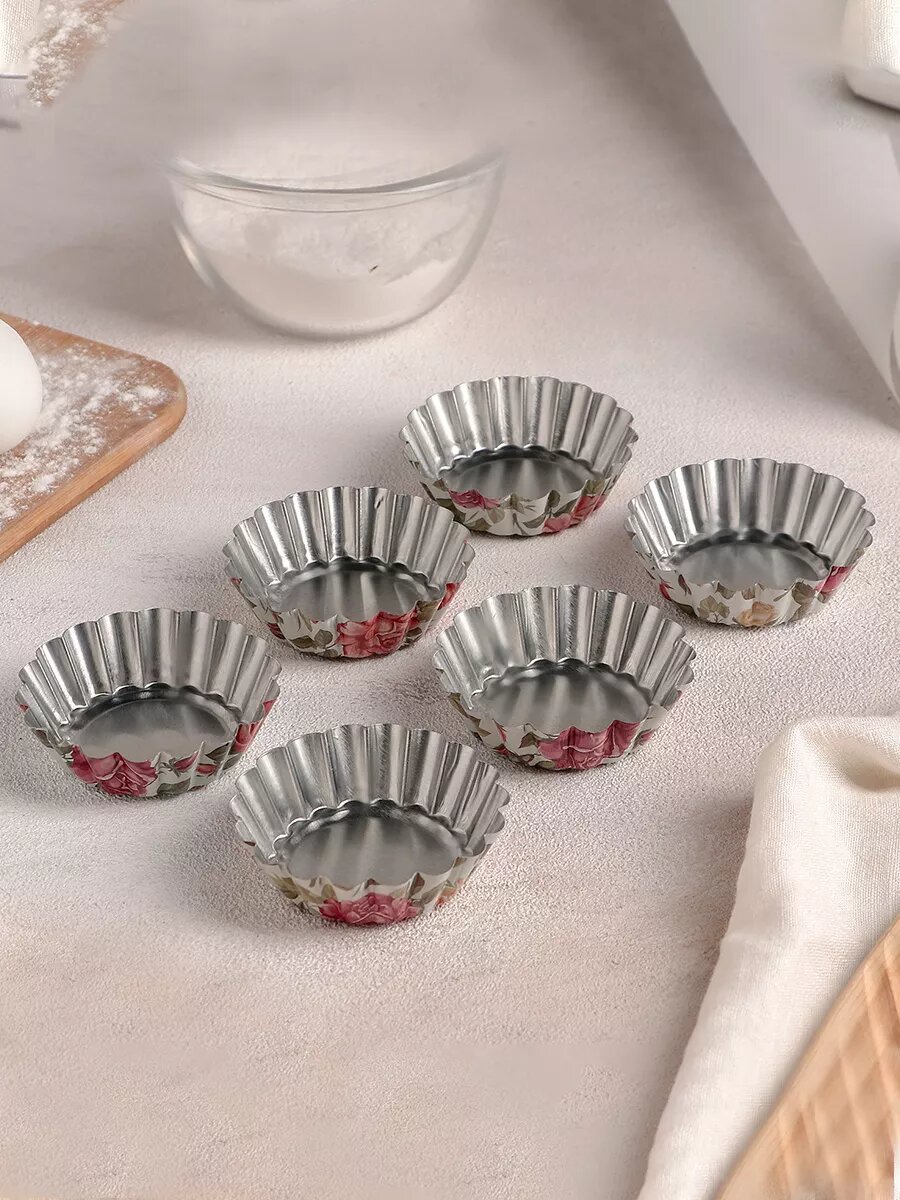 Набор форм для выпечки Доляна «Бутон. Розарий», 7×2 см, 6 шт