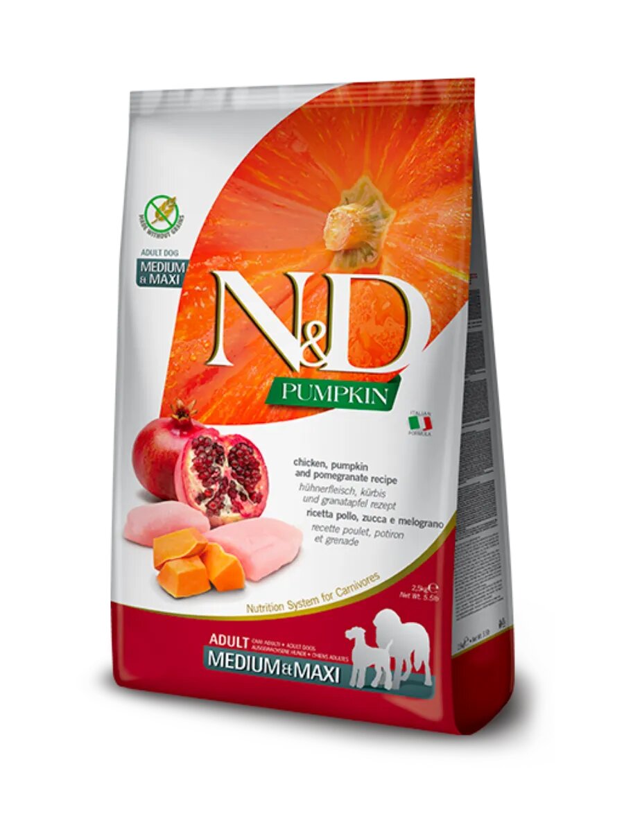 Сухой корм Farmina N&D PUMPKIN (Фармина) для собак средних и крупных пород курица с гранатом и тыквой 2,5 кг