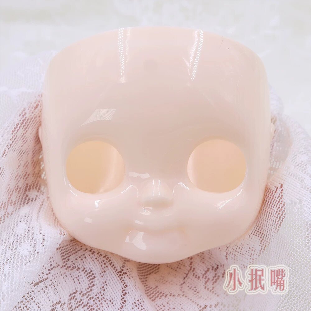 Маска лица для куклы Blythe с белым оттенком кожи, дизайн с улыбающимися губами, без макияжа, подходит для модели RBL