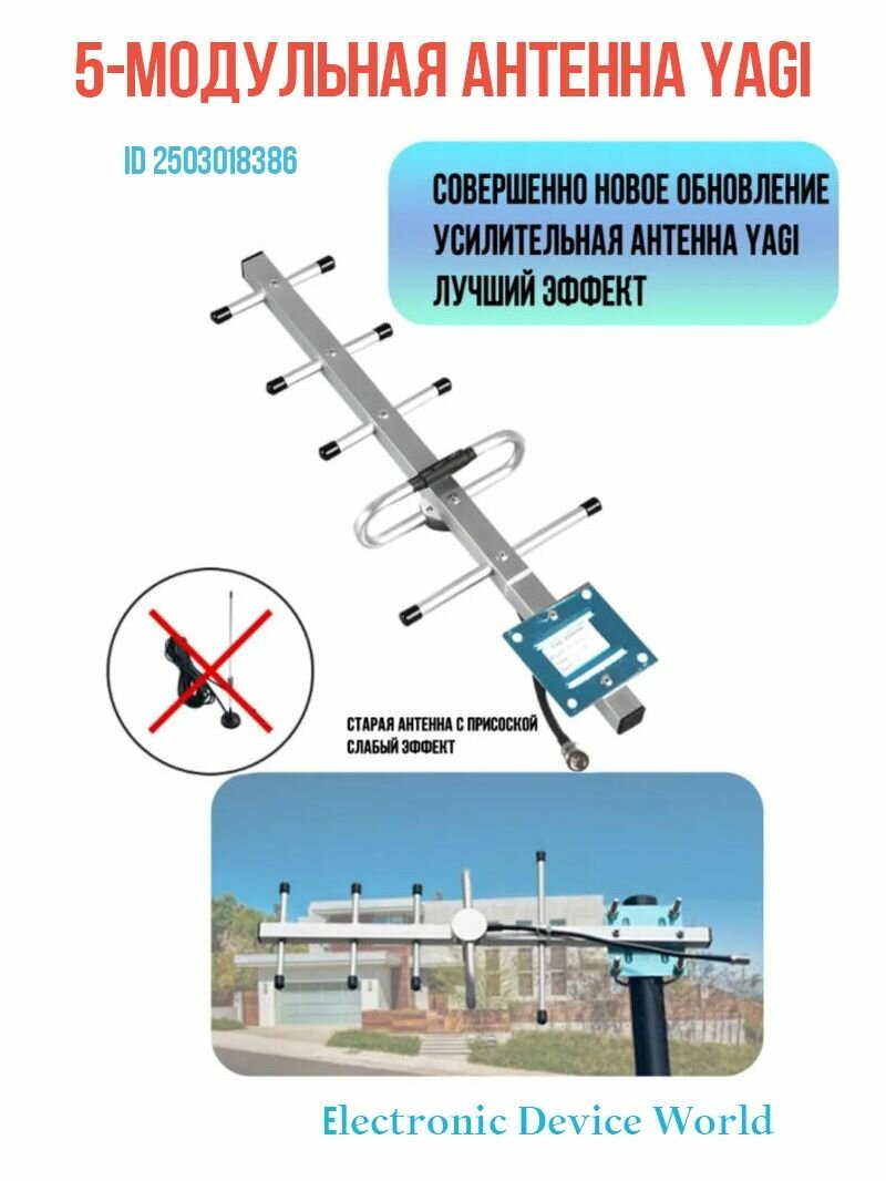 Внешняя антенна Yagi 868 МГц 915 МГц поддерживается мощным усилителем-ретранслятором 9 дБи