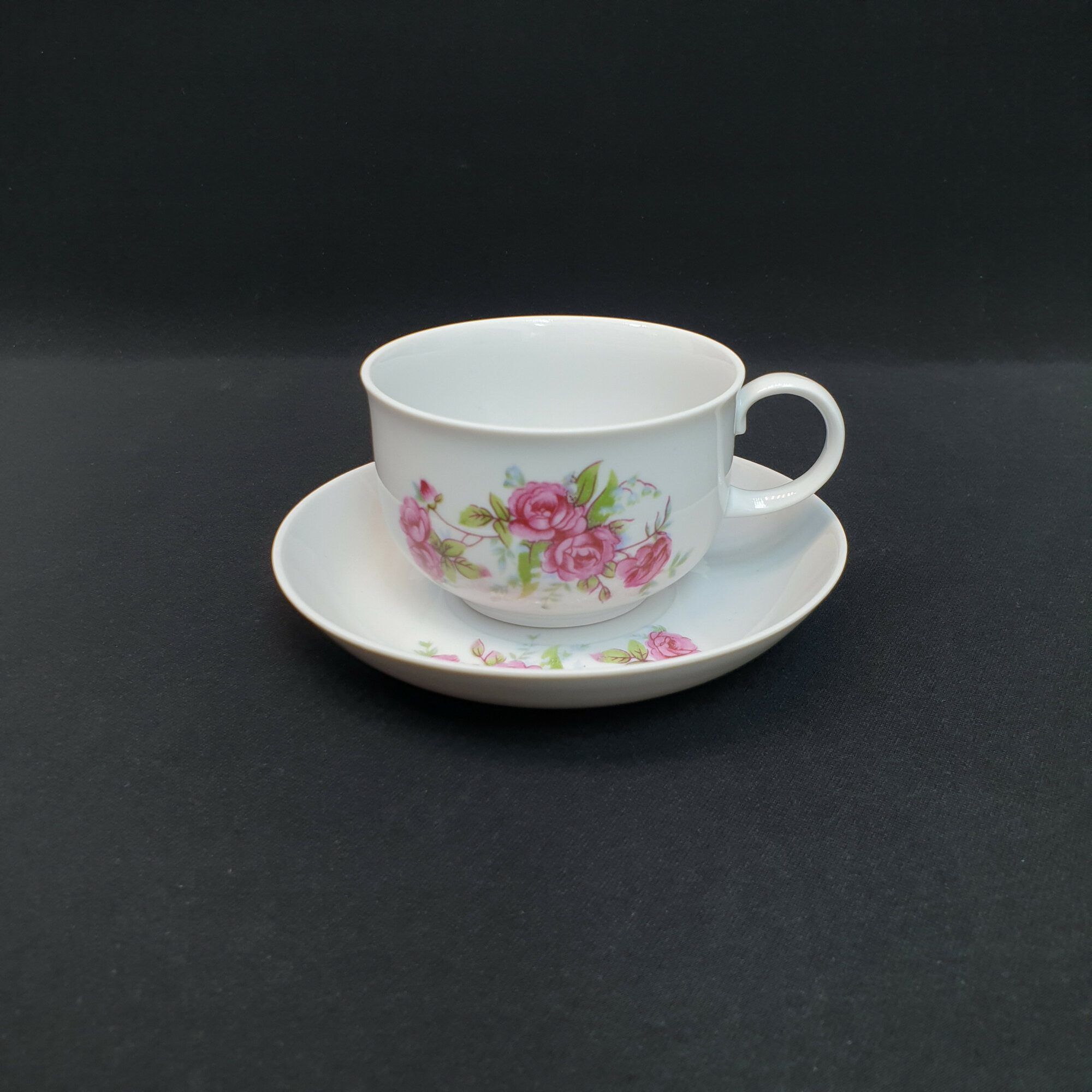 Винтажная чайная пара Дулево, фарфор деколь 225 мл, СССР