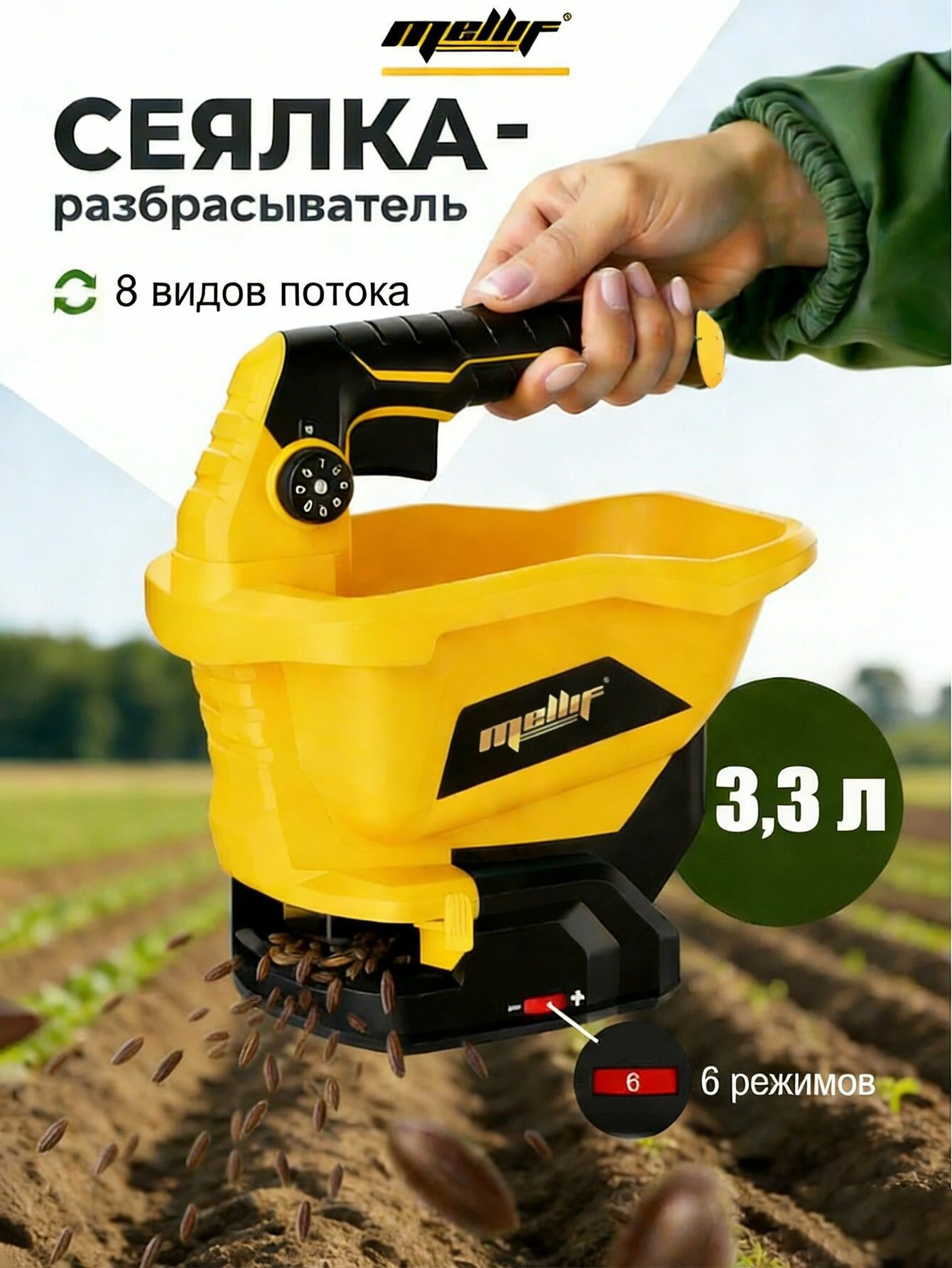 Беспроводной ручной разбрасыватель, совместимый с аккумулятором Dewalt 18V 20V, Электрический разбрасыватель удобрений для семян трав, удобрений