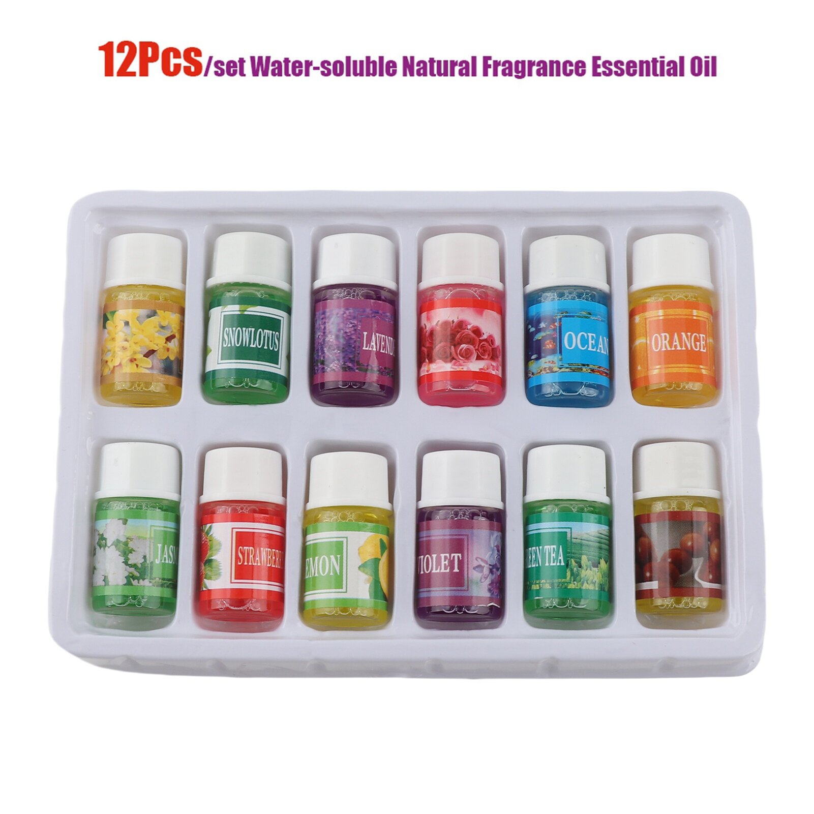 Набор из 12 водорастворимых натуральных ароматических эфирных масел для ароматерапевтического увлажнителя воздуха