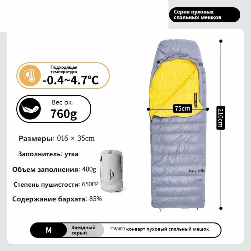 Naturehike Пуховый спальный мешок NH18C400-D