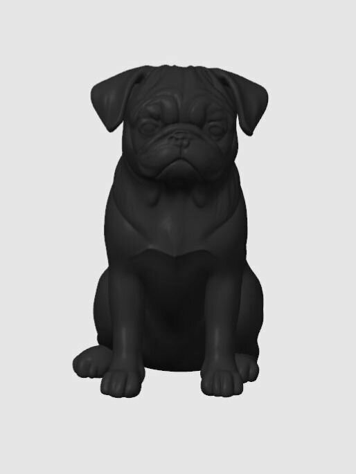 Эксклюзив! Ростовая статуэтка собаки - Мопс (10 см, черный) - Верный друг, подарок, талисман