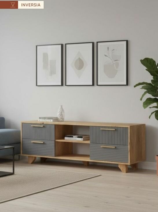 Тумба ТВ INVERSIA Гард 1500, ЛДСП, напольная, цвет дуб вотан/черника