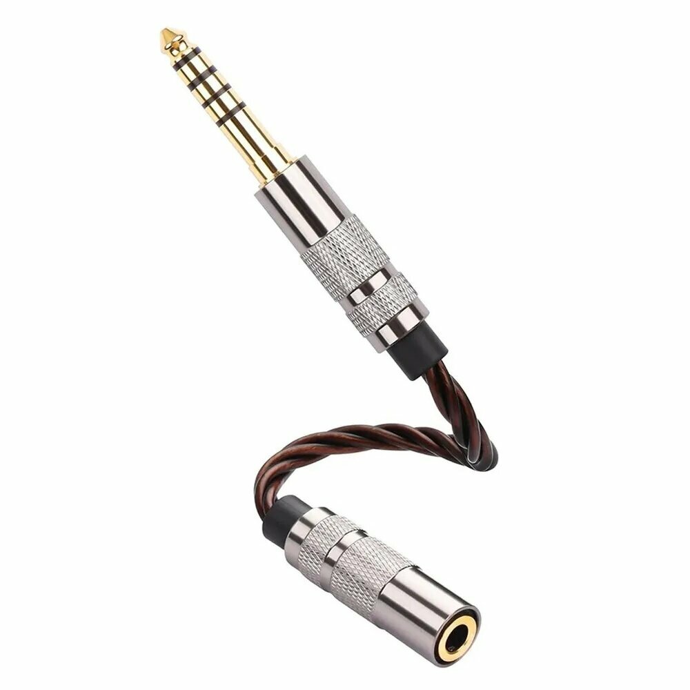 Аудиоадаптер HiFi, кабель 4,4 мм балансный штекер на 3,5 мм стерео гнездо, 13 см, для наушников и усилителя.