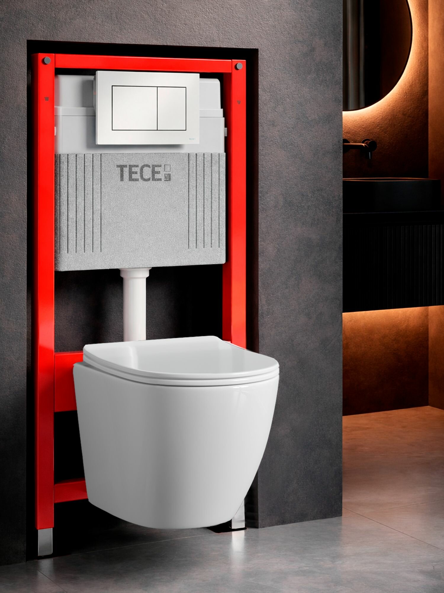 Инсталляция с унитазом комплект: унитаз подвесной Helmken 35490101, безободковый, сиденье с микролифтом из дюропласта, инсталляция TECE, шумоизоляция, кнопка смыва