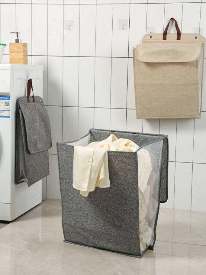 Большая корзина для хранения белья и игрушек с крышкой, 50 литров, серый